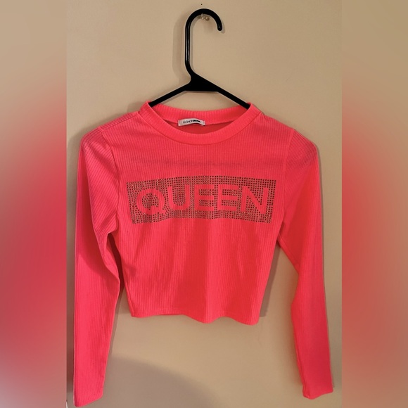 Fashion Nova | Tops | Fashion Nova Xs Hotneon Pink Queen Crop Top ...